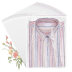 COIDEA 100 Pcs T Shirt Bags, 10x14 Inches Clear Poly Bags, Resealable Cellophane Bags, Plastic Bags for Clothes, Decorative Wrappers, Party Favors, Artwork and More