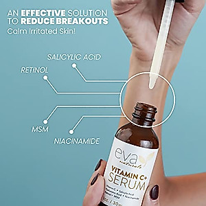 Eva Naturals Vitamin C Serum for Face Plus Hyaluronic Acid, Retinol, Niacinamide & Salicylic Acid, Anti Aging Serum, Reduce Fine Lines, Wrinkles & Dark Spots, Brightening Skin Serum for Glowing Skin (1 oz)