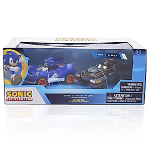 Sonic The Hedgehog Action Figure Toys Set - 5" Shadow and Sonic All Stars Racing Pull Back Action Vehicles (Sonic Party Supplies Bundle)