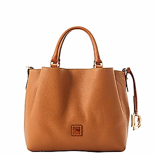 Dooney & Bourke Handbags for Women, Pebble Grain Leather Satchel Bag with Top Handles & Crossbody Strap - Brown