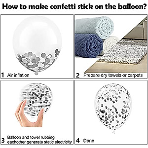 NISOCY Black Silver White Confetti Balloons Arch Kit, 120 PCS 12in 10in 5in Latex Balloons Garland Arches Kit for Birthday, Wedding, Anniversary, Celebrations Party Decoration