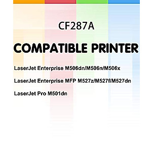 (Pack of 1) Compatible for HP 87A hp87A 287A CF287A Toner Cartridge (1-Black, HP287A) Replacement for Enterprise M506 M506dn M506x M506n M501dn M501n MFP M527dn M527z Printer, Sold by GTS