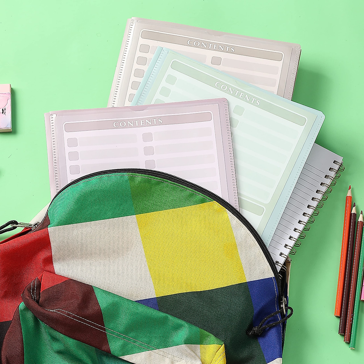 Mr. Pen- Plastic Folders with Clear Front Pocket, 5 pcs, Pastel Colors, Pocket Folders, Plastic Folders for Documents, Plastic Folders with Pockets, File Folders with Fasteners, Folder with Pockets