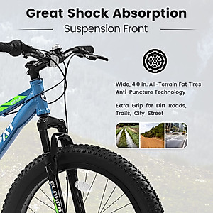 ZLECTIO Mountain Bike with 7 Speeds and High-Carbon Steel Frame, 24 Inch Fat Tire Bikes for Men and Women, Adult/Youth Road Bicycle for Urban Commuter