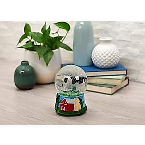 Elanze Designs Cow and Farm Green Holstein Dairy Steer Bull Heifer Calf Barn Silo Corn Stalks Grass Prairie Ranch Big Sky 100MM Musical Glitter Snow Globe Plays Tune Born Free
