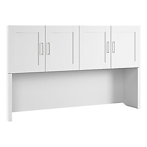 Bush Business Furniture Hampton Heights 72W Computer Hutch in White, Desk Attachment for Home Office or Professional Workspace