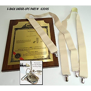 Holdup Traditional Style Tan 1 1/2" Under-Ups Suspenders for Men with USA Patented Metal "No-Slip" clips