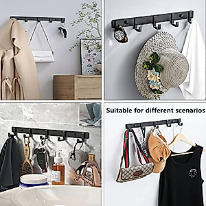Jiafengyuan 2 Pack Hat Rack Key Hook Bathroom Hook Door Hanger Hook Wall Coat Rack Coat Hooks Wall Hook Wall Mounted Aluminum Alloy Hook Rack for ClothesTowel Rack (5 Hooks Black)