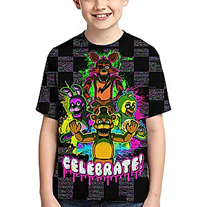 Boys and Girls Cartoon Novelty Shirts 3D Printed Short Sleeve Kids and Youth Game T-Shirts 4-X-Large