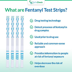 Fentanyl Test Strips 25 Pack | SafeCheck Highly Sensitive Fentanyl Test Strips for Testing Drugs | Fentanyl Testing Strips for Pills, Powders | Fentanyl Test Kit