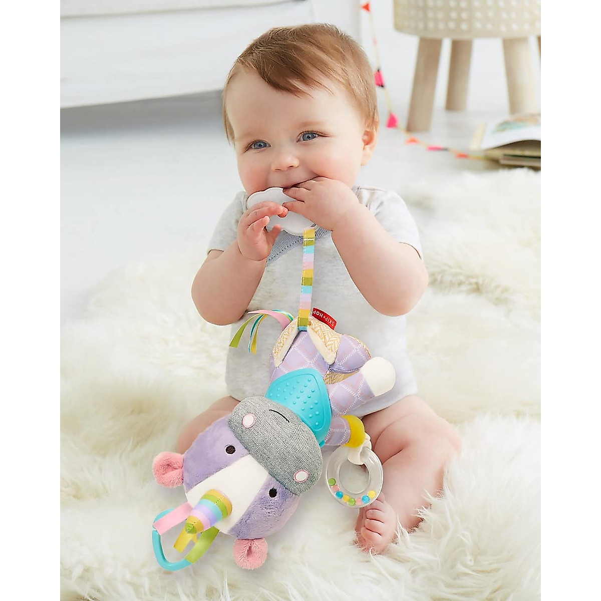 Skip Hop Bandana Buddies Baby Activity and Teething Toy with Multi-Sensory Rattle and Textures, Unicorn