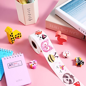 600 Pieces Valentine Roll Stickers for Kids Valentine's Day Heart Shaped Animal Sticker Heart Labels Greeting Cards Envelope Sealing for Valentines Day Classroom School Decoration Accessories