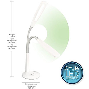 OttLite Natural Daylight LED Flex Desk Lamp  - Adjustable, (Black)