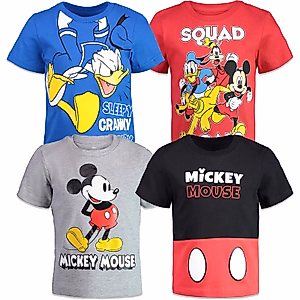 Disney Mickey Mouse Donald Duck Goofy Pluto Little Boys 4 Pack Graphic T-Shirts 6