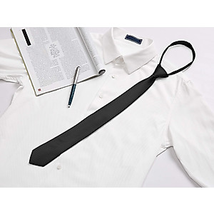 Allegra K Men's Skinny Pretied Solid Color Zipper Ties Neck Adjustable Strap Wedding Groom Tie One Size Black