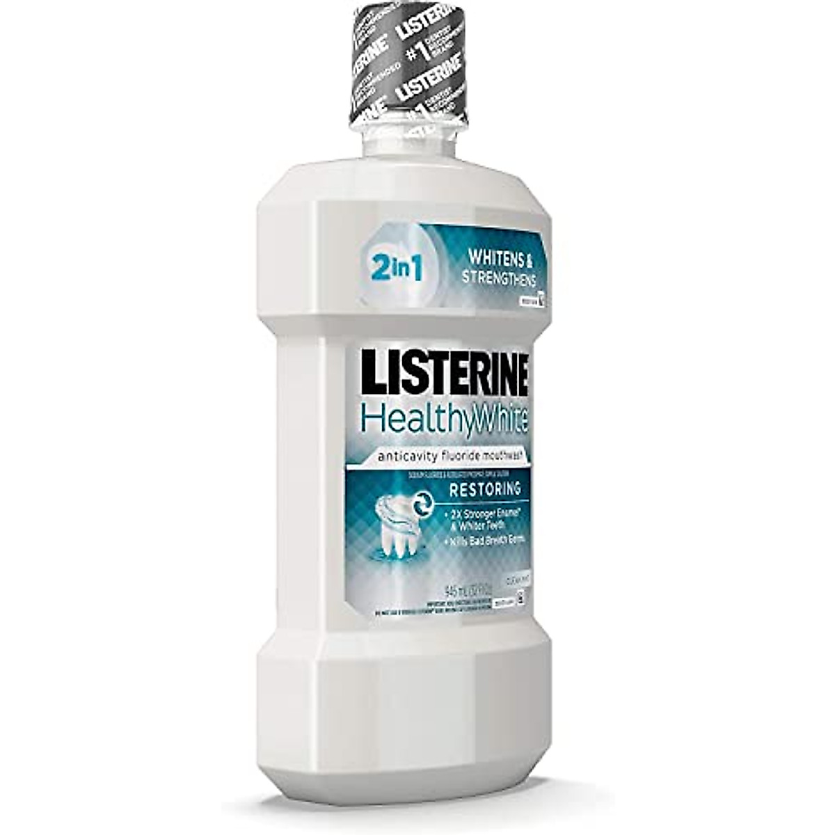 Listerine Whitening Plus Restoring Fluoride Rinse Clean Mint 946 mL (Pack of 2)