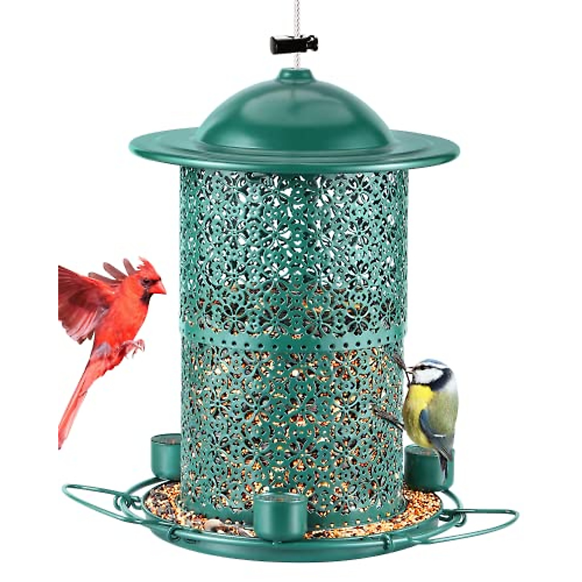 Bird Feeders for Outdoors Hanging,7lb/15 Cups Large Capacity Bird Feeder W/ 3Water Cups and 360° Circular Perch,Wild Bird Feeder as Gift for Bird Lovers Garden Patio Cardinals,Blue Jay Chicken Feeder