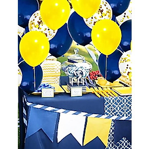 Graduation Party Decorations 2023 Blue and Yellow Balloons/Navy Blue Yellow Gold Party Decorations/Navy Blue Yellow Birthday Decorations 20pcs for Navy Blue Yellow Graduation Party Supplies 2023