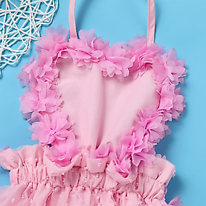 ODASDO Baby Girl's First Birthday Cake Smash Outfit Lace Romper Tutu Tulle Dress with Headband 2pcs Clothes Set, Pink Flower, 12-18 Months