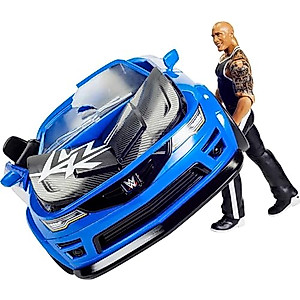 Mattel WWE Slam Mobile Wrekkin Vehicle Breakaway Car with Mattel WWE The Rock, for 6-Inch Action Figure