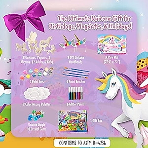 Unicorn Painting Kit for Girls - Paint Your Own Unicorn Craft Kit Toys w 2 Unicorn Headbands, Pegasus, Alicorn & DIY Unicorn Crafts - Unicorns Gifts for Girls - Paint Sets for Kids Ages 4-8