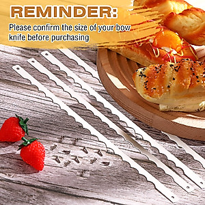 Lasnten 4 Pcs Bread Bow Knife Blades Stainless Steel Replacement Blade Serrated Bread Blade with Screws for Wooden Bread Knife