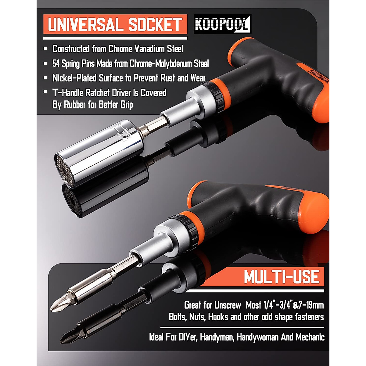 Universal Socket Tool Set, Super Socket Uncrew Any Bolt - Cool Gadgets Gifts Idea & Birthday Gifts for Men, Husband, Dad, Father, Mechanic, Tech, Handyman, DIY, Him, Women