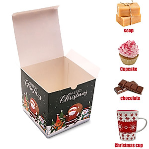 15 Pack Christmas Gift Boxes, Gift Boxes with Lids,Christmas Party Boxes with 3 Different Designs and Color,Christmas Boxes for Pastries, Candy, Holiday Bakery Treat and Party Favor 5 x 5 x 5 Inches