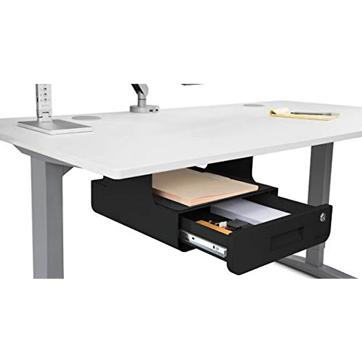 UPLIFT Desk Locking Under Desk Drawer with Shelf (Black)