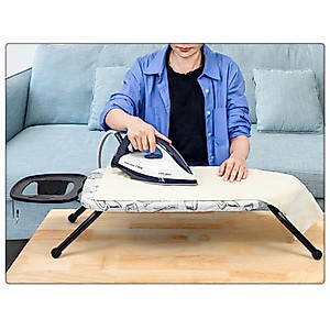 Duwee 14"×25" Table Top Ironing Board with Iron Rest,Small Ironing Board Heat Resistant Cover with Thick Padded Cover,Compact,Folding Legs,White