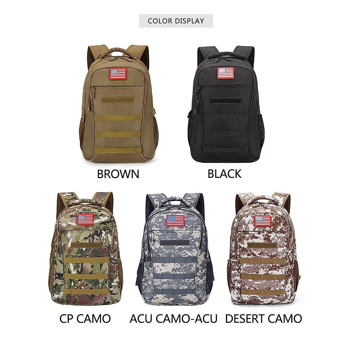 Camo Backpack, 40L Boys Backpack for School, Camouflage MOLLE Bookbag with USB Charging Port