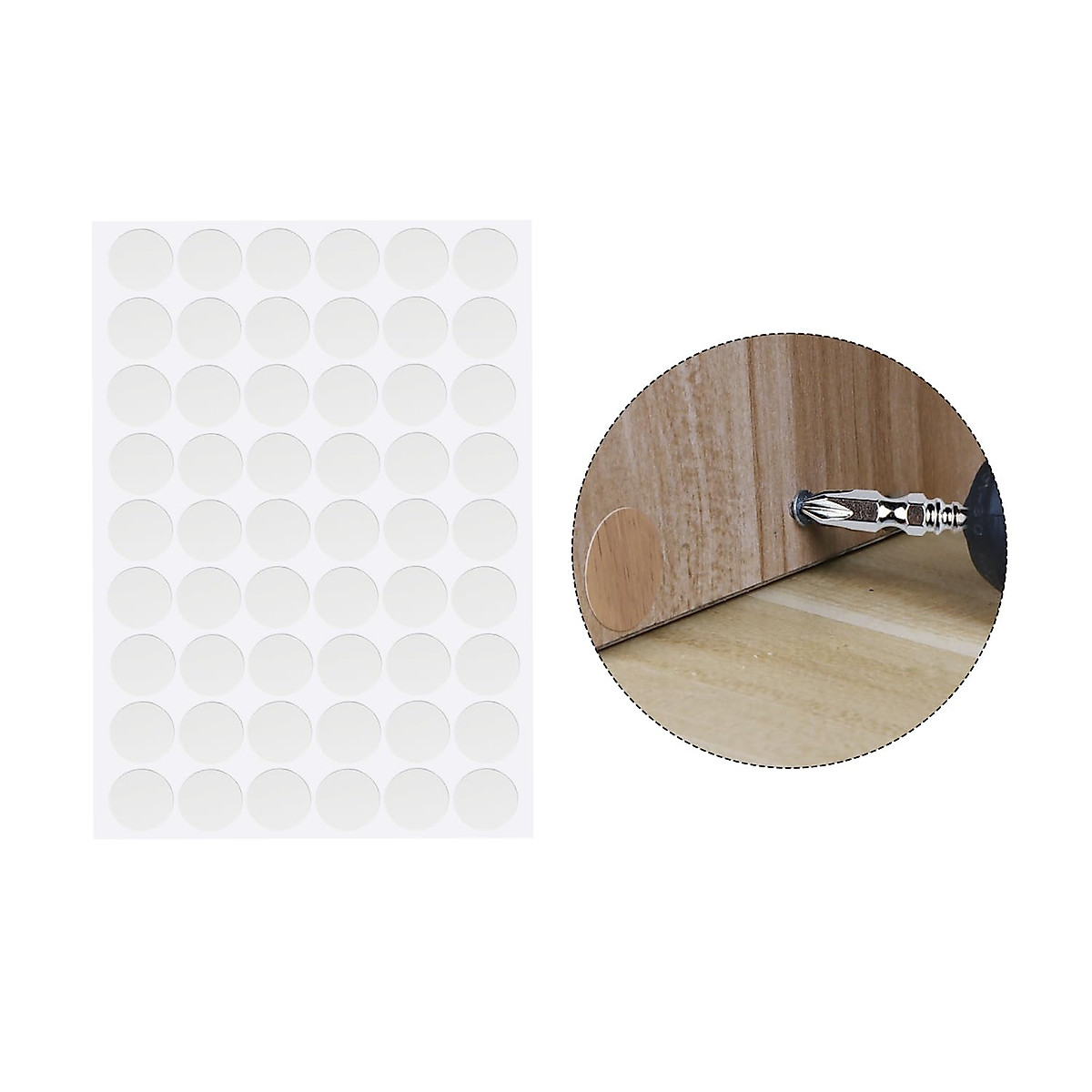 Aopin Screw Hole Stickers PVC Covers Self Adhesive, 21mm Decorative Stickers Screws Covers Caps Great for Wooden Furniture Wardrobe Cabinet Shelf Desk Plate 1 Sheet, PC-01 White