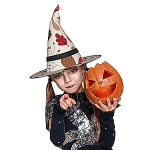EVANEM Nature Hedgehog 2 Pcs Halloween Witch Hats With Led Lights Halloween Decorations Hat For Women Glowing Witch Hat