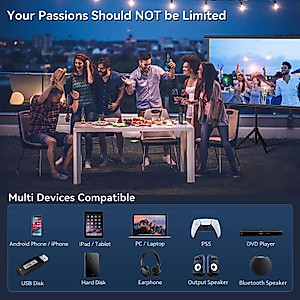 5G WiFi Bluetooth Home Projector, Toperson Native 1080P 600 ANSI 4K Supported Max 300" with 4P/4D Keystone Correction Video Projector for iPhone Android Smartphone, TV Stick, HDMI, Laptop, Tablet