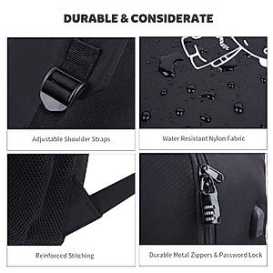 SAMIT Anime Luminous Backpack with USB Charging Port & Anti Theft Lock &Pencil Case Daypack Laptop Backpack