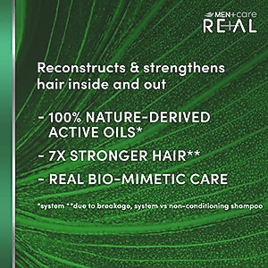 DOVE MEN + CARE Real Bio-Mimetic Care Shampoo & Conditioner Reconstruct 2 Count For Damaged Hair Sulfate Free Shampoo & Silicone-Free Conditioner with Coco Fatty Acid + Vegan Keratin 10 Oz