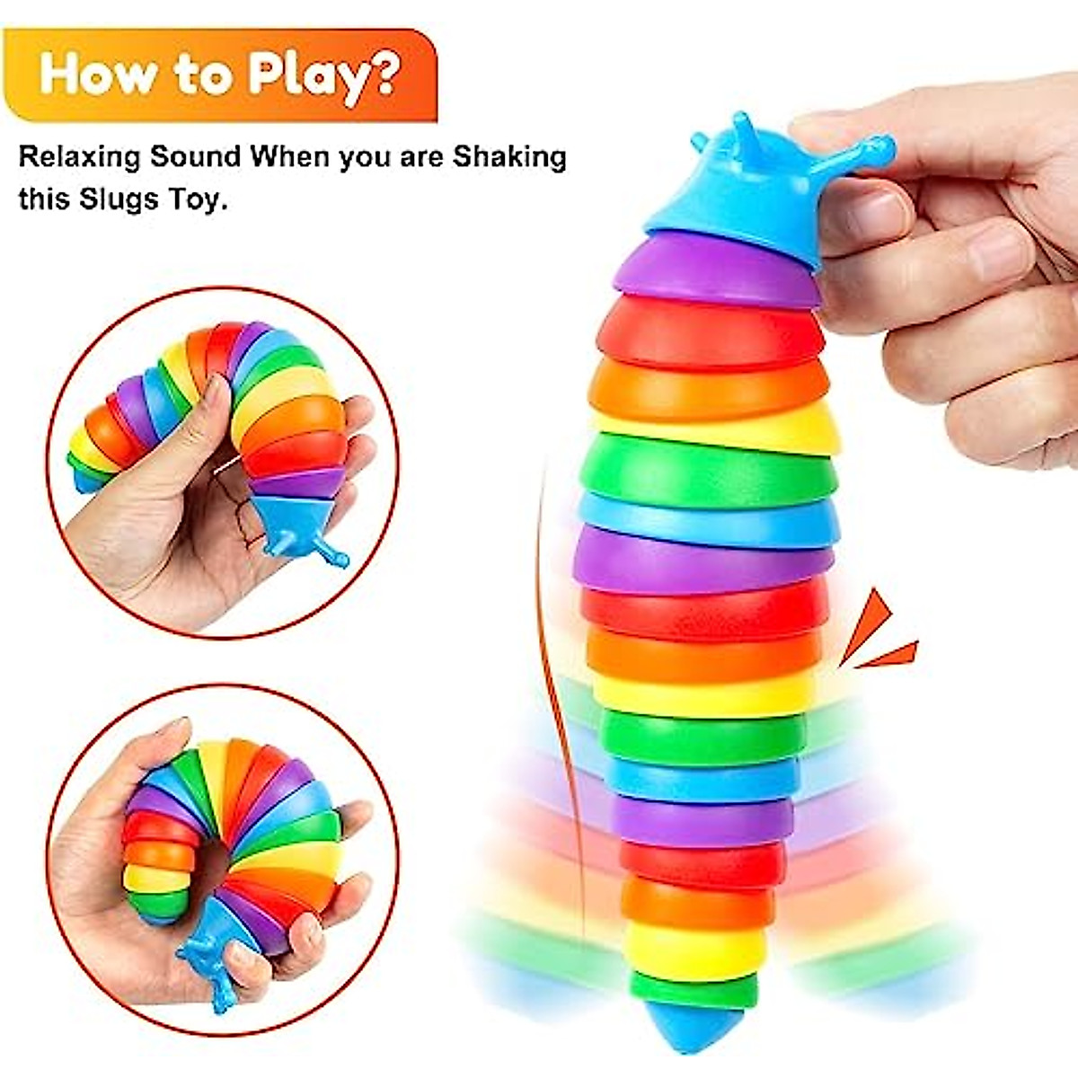 WHATOOK Fidget Slug, Caterpillar Fidget Worm Toy, Sensory Toys for Toddlers 1-3, 3-4, Autism Sensory Slug Toy Makes Relaxing Sound, Fidget Toys for Kids 5-7, Autistic Toys for Boys Girls ADHD Gifts