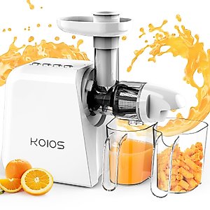 KOIOS Upgraded Juicer Machines, Cold Press Juicer, Slow Masticating Juicers with Two Speed Modes, Juicer Extractor for fruits and veggies, Reverse Function, Full Copper Motor, Easy to Clean with Brush