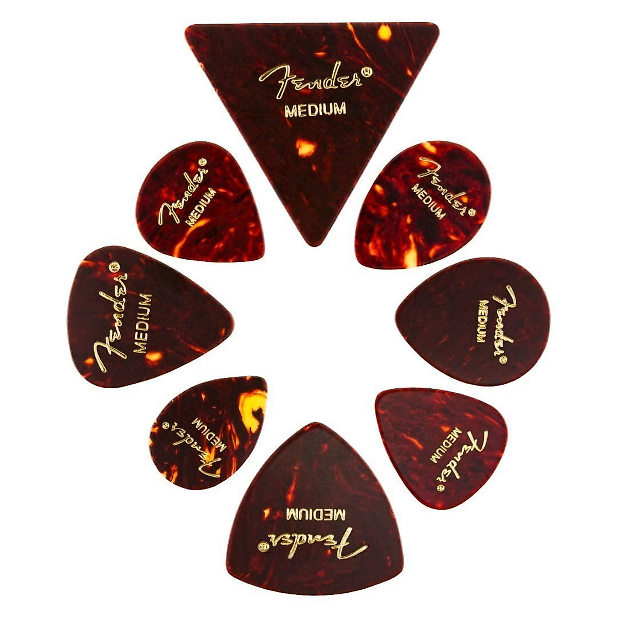 Fender Celluloid Medley, All Shapes, 8-Pack Guitar Picks (0980200300)