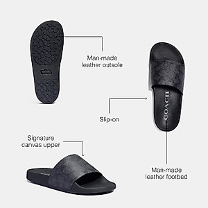 Coach Women's Udele Slide Sandals, 10 Charcoal/Black