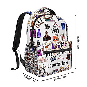 OLDX Taylor Music Swift Printed Backpackreputation Music Album Casual Backpack Cartoon Taylor Poster Backpack Lightweight Large Capacity Travel Laptop Backpack Taylor Fan Birthday Gift