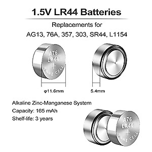 PGSONIC 50 Pack LR44 Batteries, 1.5 Volt Alkaline Button Cell Batteries with Long Lasting Power