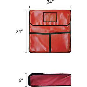 TrueCraftware- 24" x 24" Insulated Pizza Bag Holds 2 of 22" Pizza Leatheroid's PVC with Nylon Edges Exterior- Pizza Delivery Bags Pizza Carrier Insulated Bags Food Bag for Personal and Professional