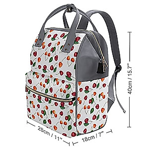 Cherry Berries Watercolor Diaper Bag Backpack Large Capacity Mommy Bags Multifunction Nappy Bag Travel Back Pack Gray-Style