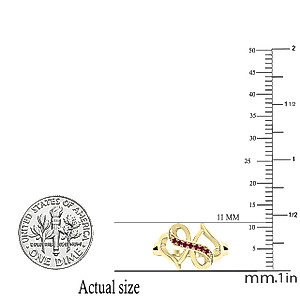 Dazzlingrock Collection Round Ruby Charming Duo Love Heart & Infinity Promise Ring, 10K Yellow Gold, Size 7