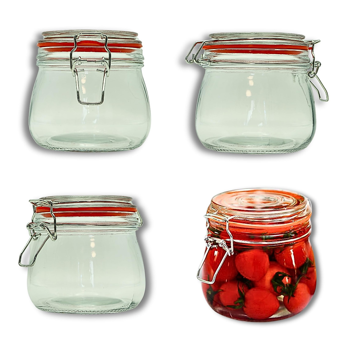 Generic Set of 2 airtight wide mouth glass jar with lid 17oz 0.5 liter Clear Glass Kitchen, Pantry Organizer. Keep your food, grains coffee, tea, cookies and candies dry, fresh. (Oval PC11002-F)