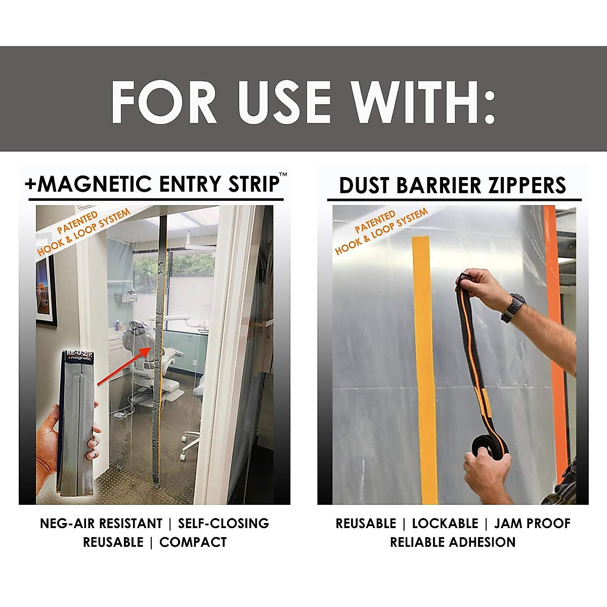 RE-U-ZIP Mounting Strip Refills | 12 Pack | for Use with RE-U-ZIP Reusable Dust Barrier Zippers & Magnetic Entry Strip (Magnetic Dust Barrier Zipper)