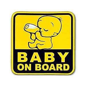 MAGNET 4x4 inch SQUARE Baby On Board w Toddler Bottle Sticker (caution safety safe car) Magnetic vinyl bumper sticker sticks to any metal fridge, car, signs