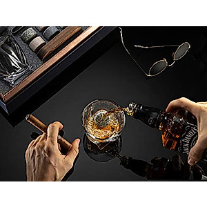 Whiskey Stones Gift Set for Men | Whiskey Glass and Stones Set with a Classy Gift Box, 6 Granite Round Whiskey Stones and 10oz Whiskey Glasses | Whiskey Lovers Gifts for Men, Dad, Husband, Boyfriend