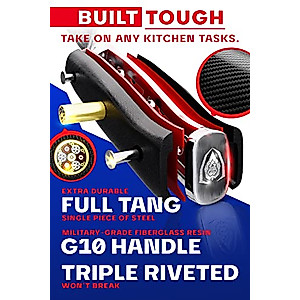 Dalstrong Shogun Elite Series Damascus Japanese AUS-10V Super Steel Granton Edge Slicing & Carving Kitchen Knife, 12 Inches, Sheath Included